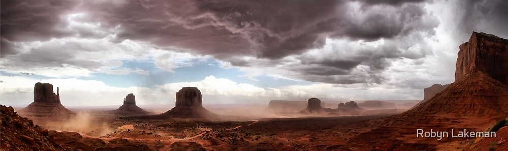 "Pano of Monument Valley dust storm" by Robyn Lakeman | Redbubble