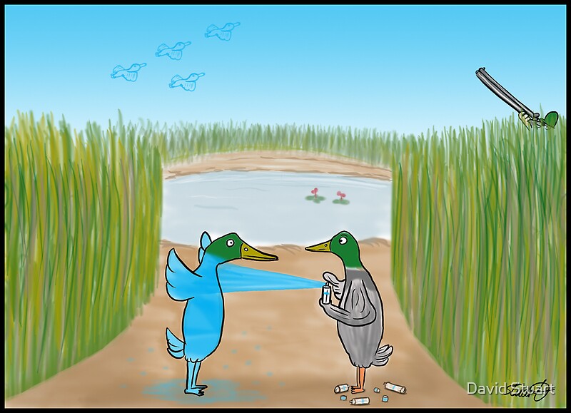 "Duck Hunting Cartoon" by David Stuart | Redbubble