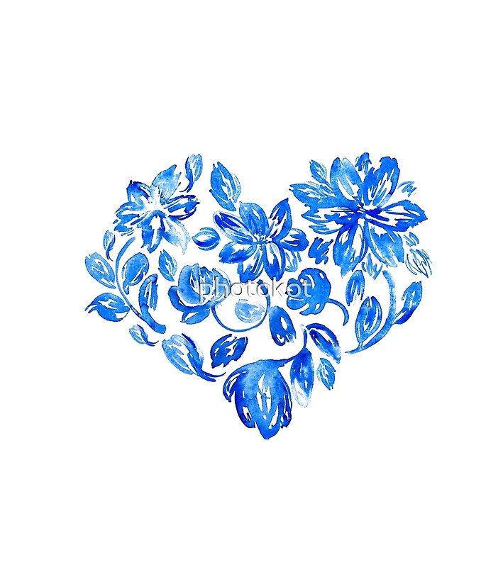 "Watercolor blue flower heart" by photokot | Redbubble