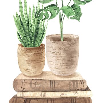 "Cute Boho Plants and Books" Sticker for Sale by gronly | Redbubble