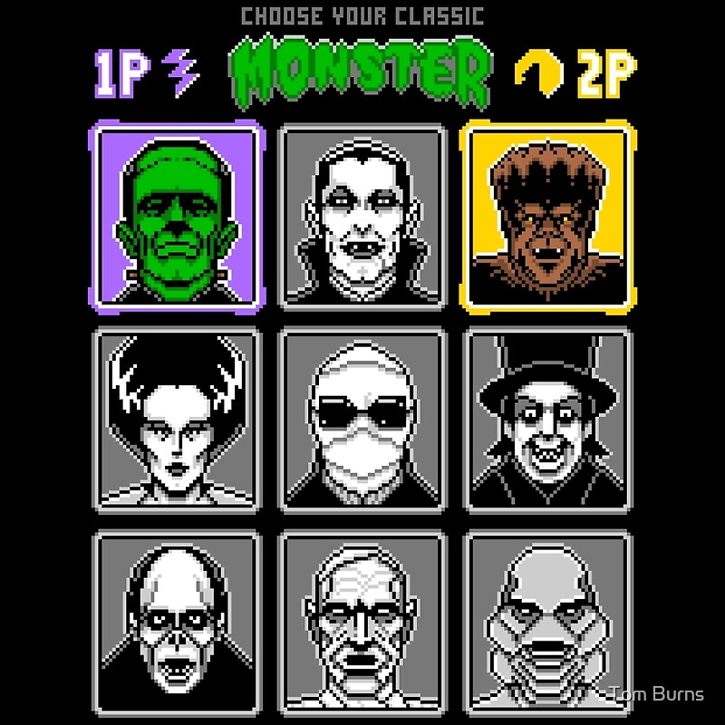 "8 Bit Monsters" by Tom Burns | Redbubble