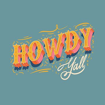 "HOWDY HOWDY HOWDY YALL | Yellow Pink Typography Lettering" Drawstring ...