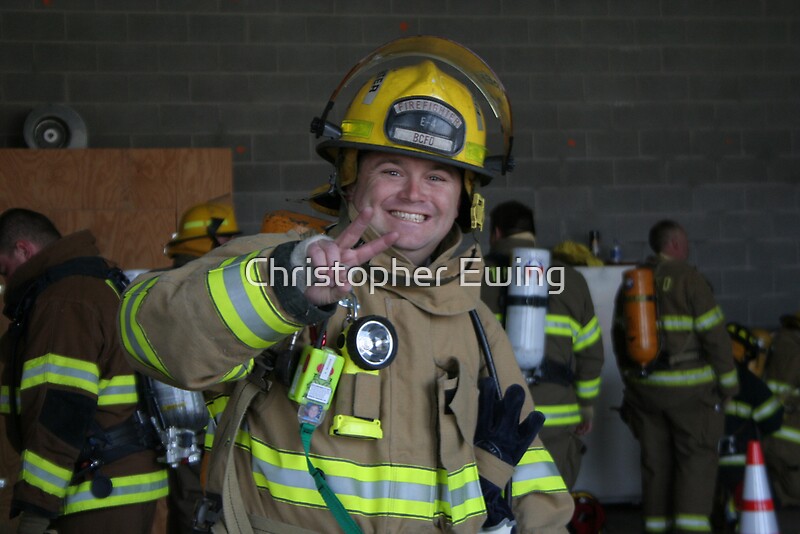 "happy firefighter" by Christopher Ewing | Redbubble