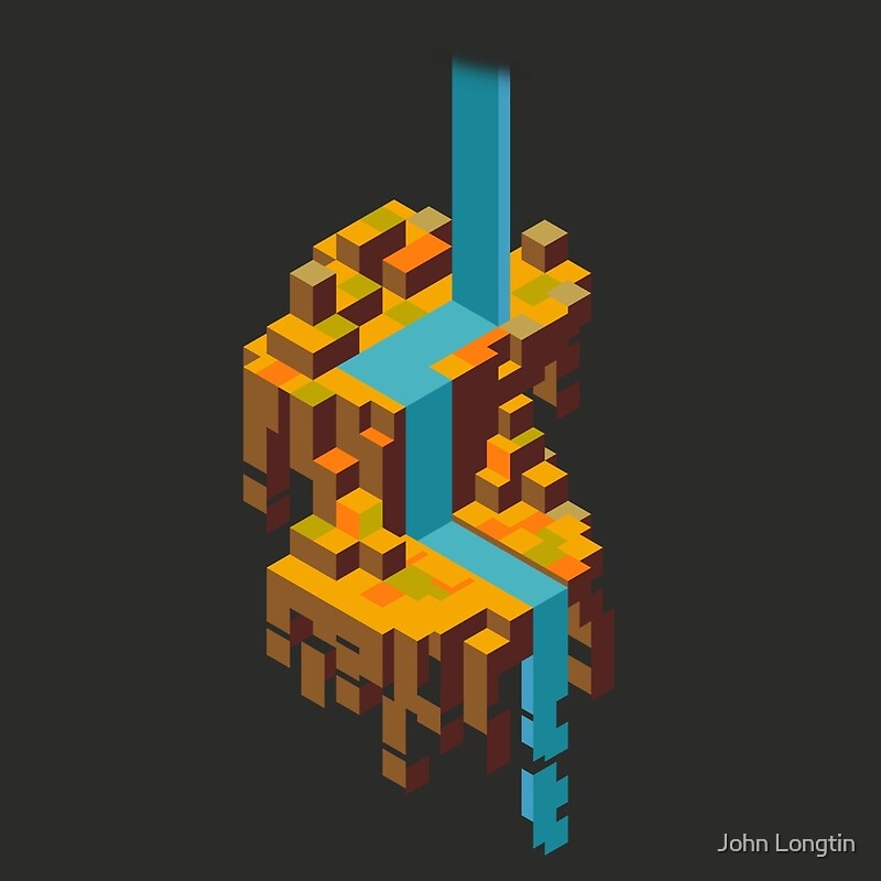 "The Isometric Forest Waterfall" by John Longtin | Redbubble