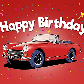 "MG Midget Red Car Party Birthday Card" Greeting Card for Sale by ...