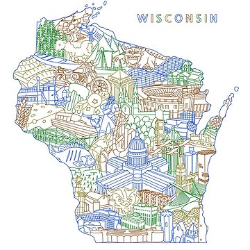 "Wisconsin Landmark Collage Art "Earth"" Sticker for Sale by ...