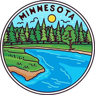 "Minnesota | MN Illustrated Badge | Retro Vintage | Nature" Sticker for ...