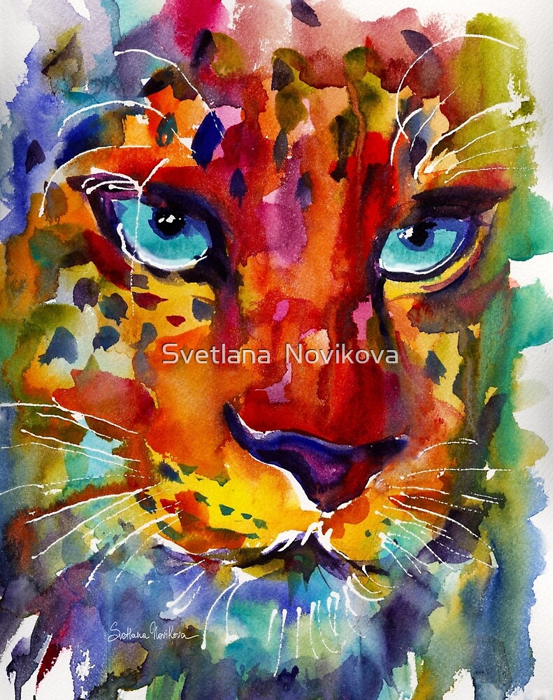 "Wildlife Expressionist Watercolor Leopard painting Svetlana Novikova ...