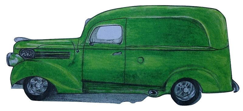 "Green Panel Truck" by drawmama | Redbubble