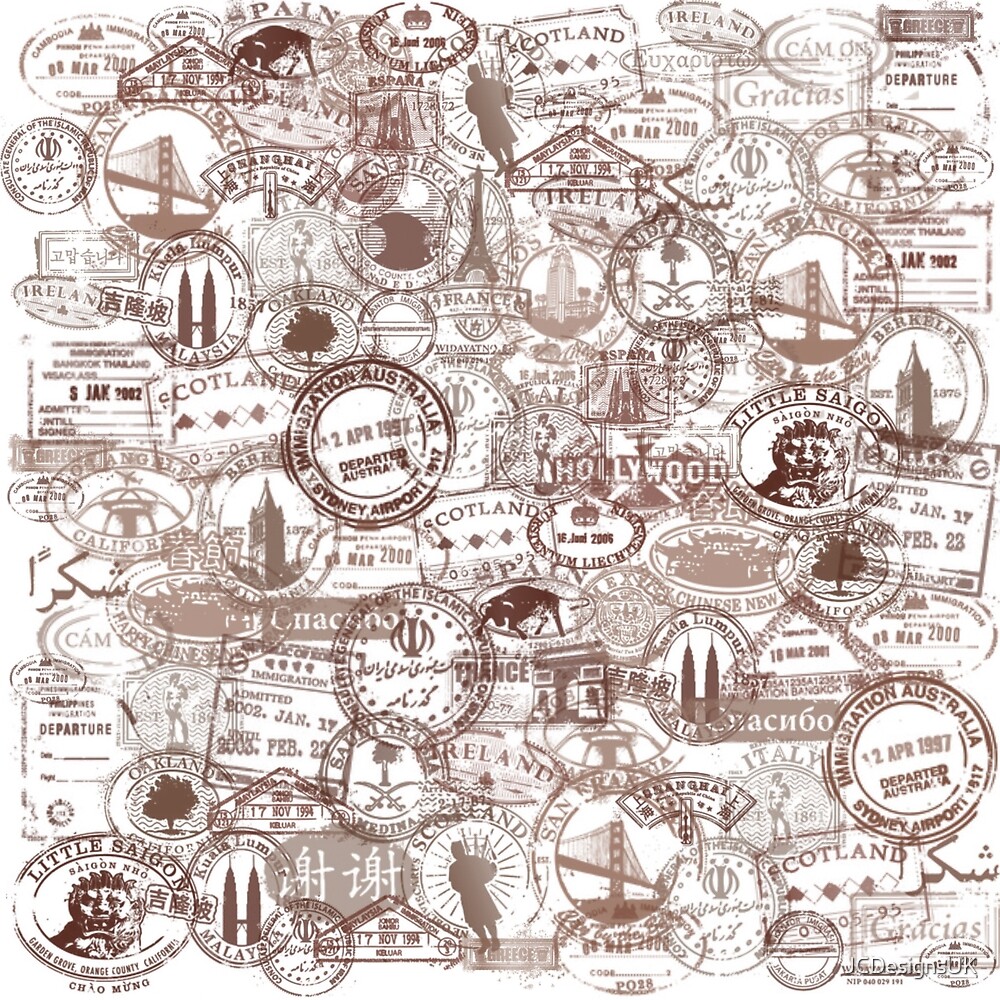 "Vintage Passport Stamps" by JCDesignsUK | Redbubble
