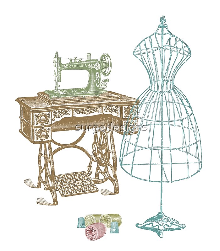"Dressmaker Kit of Dress Form, Sewing Machine and T" by surgedesigns ...
