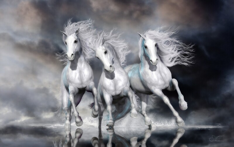 "Trinity Horses Blue" by Shanina Conway | Redbubble