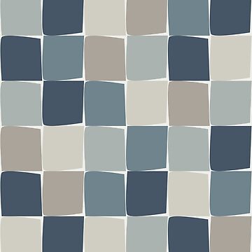 "Flux Midcentury Modern Check Grid Pattern in Neutral Blue Grey Tones ...