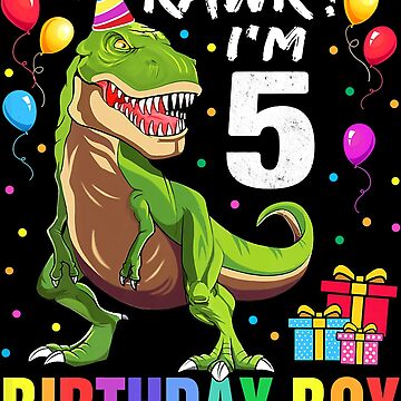 "Rawr Im 5 Birthday Boy Kids 5 Year Old 5th Birthday Boy T Rex Dinosaur" Essential T-Shirt for ...