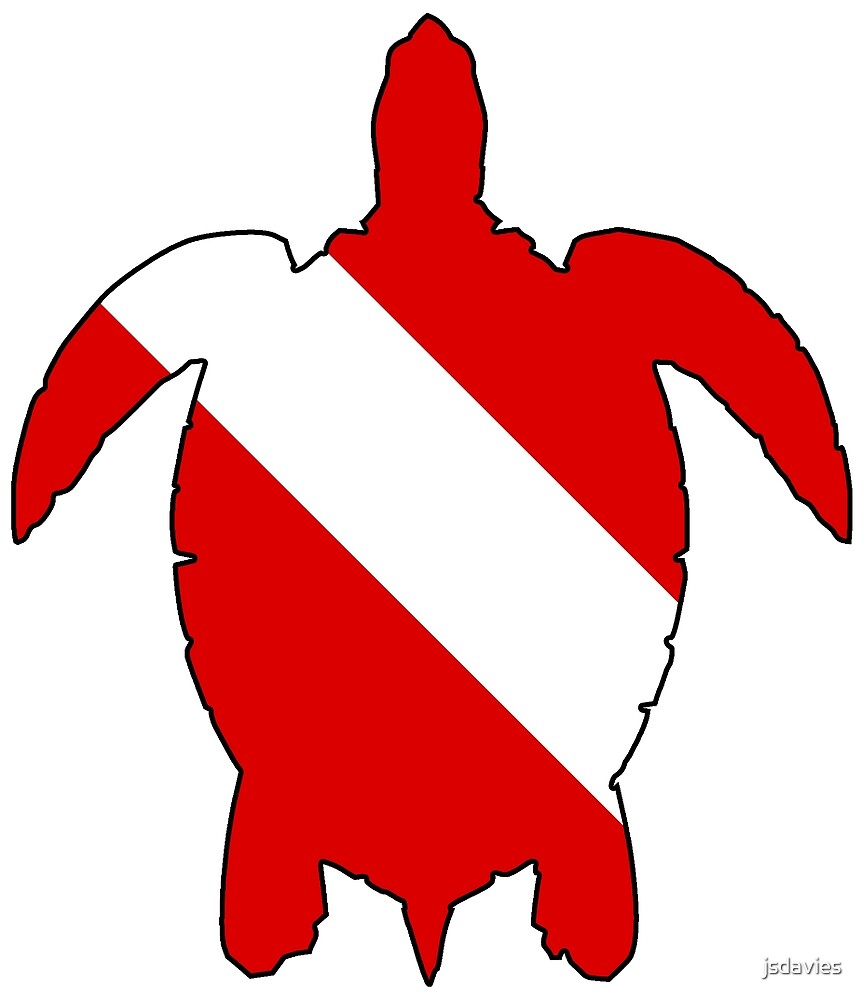"Diving Flag Sea Turtle" by Jared Davies | Redbubble