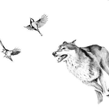 "wolf chasing birds" Posterundefined by Nus-for-design | Redbubble