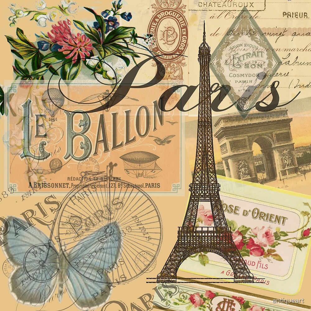 "French Paris Vintage Collage France Europe Travel" by antiqueart ...