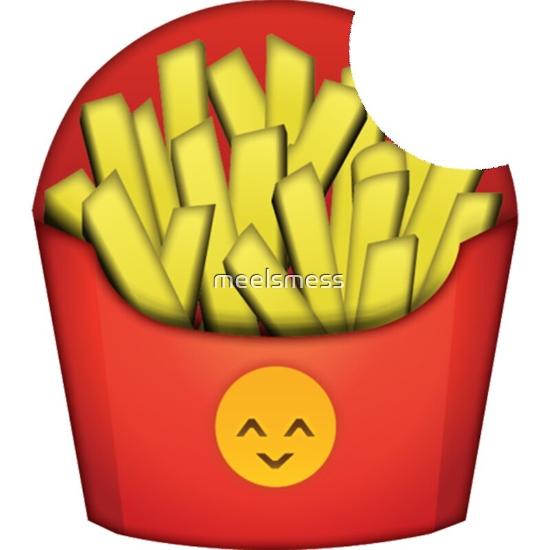 "French fries emoji Apple bite" by meelsmess | Redbubble