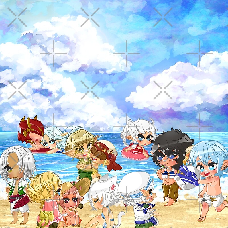 "FFXIV Beach Party" by R. ART | Redbubble