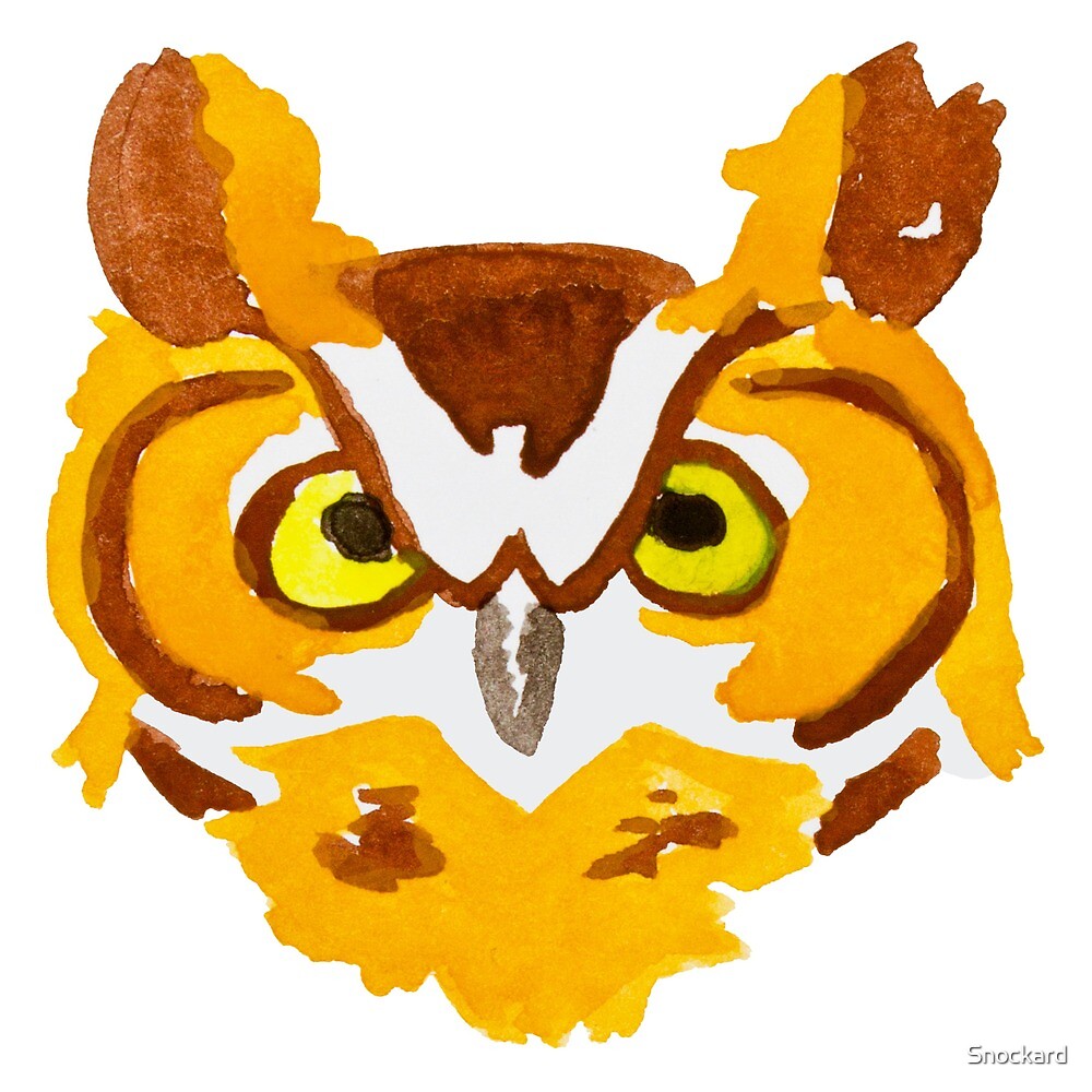 "Great Horned Owl Watercolor" by Sarah Yeazel | Redbubble