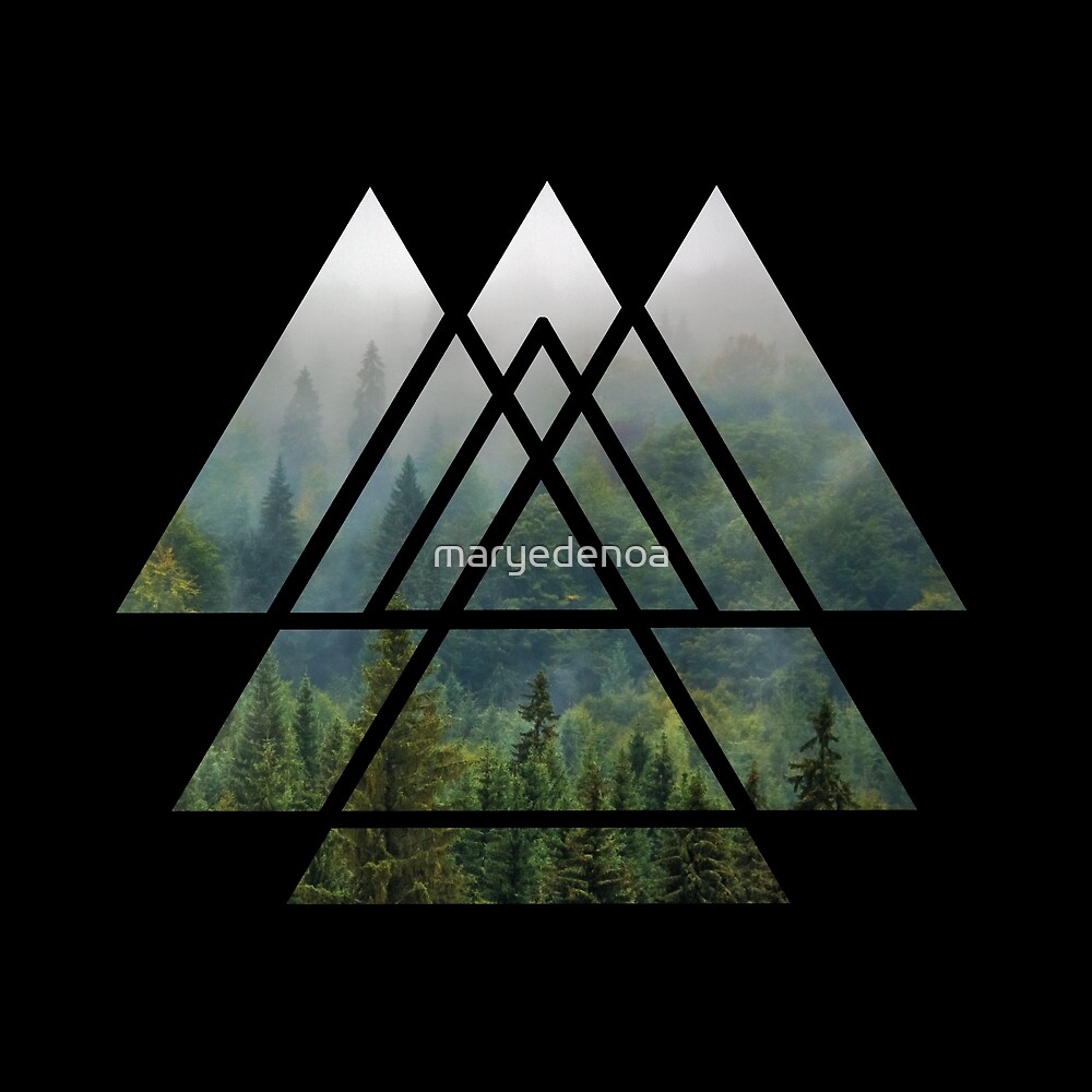 "Sacred Geometry Triangles - Misty Forest" by maryedenoa | Redbubble