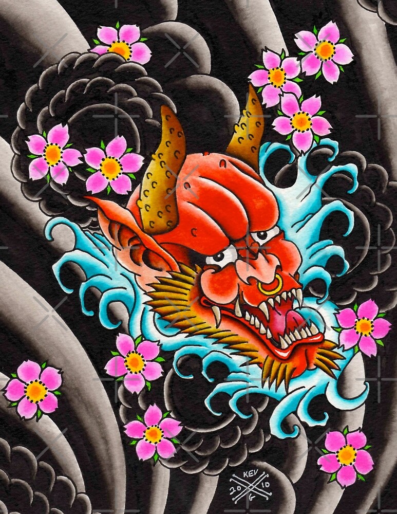 "Red Hannya - Art By Kev G" by ArtByKevG | Redbubble