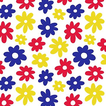 "Daisy Flower Pattern (red/blue/yellow)" Poster for Sale by designminds ...