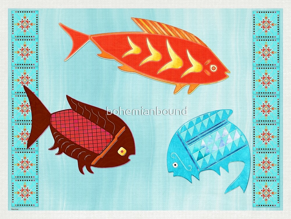 "Native American River Folk Art" by bohemianbound | Redbubble