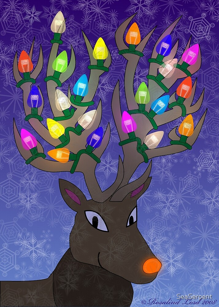 "Rudolf with Christmas Tree Lights" by SeaSerpent | Redbubble