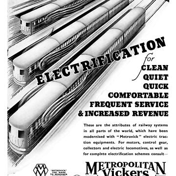 "Vintage Metropolitan Vickers Railway Advert 1938" Poster for Sale by ...