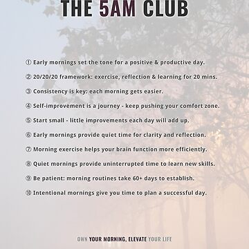 "The 5 Am Club Elevate Your Life" Art Board Print for Sale by Quotes ...