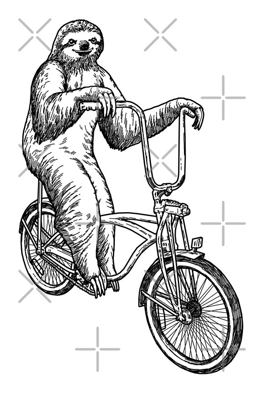 "Sloth Riding Bike" by designbydinny | Redbubble