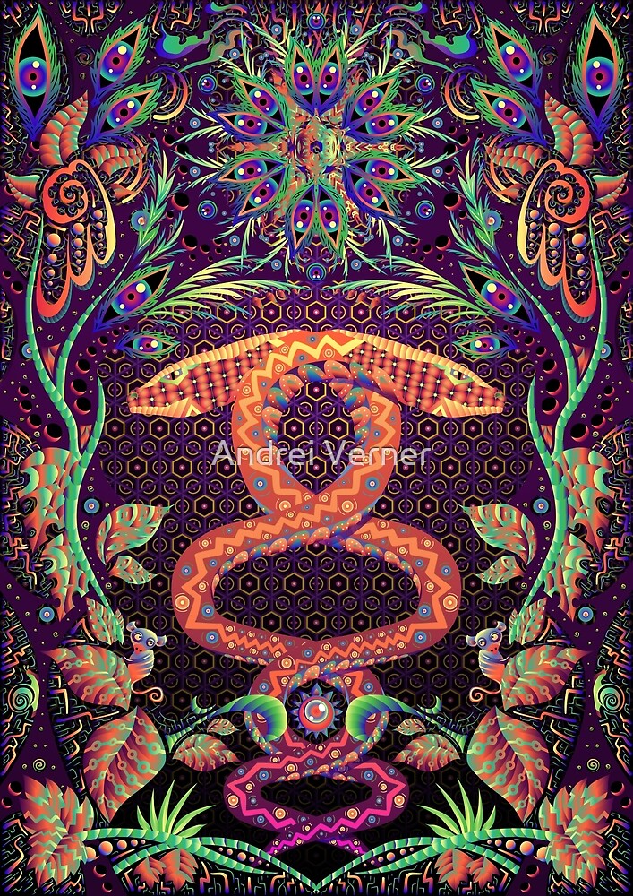 "Psychedelic Ayahuasca snake spirit" by Andrei Verner | Redbubble