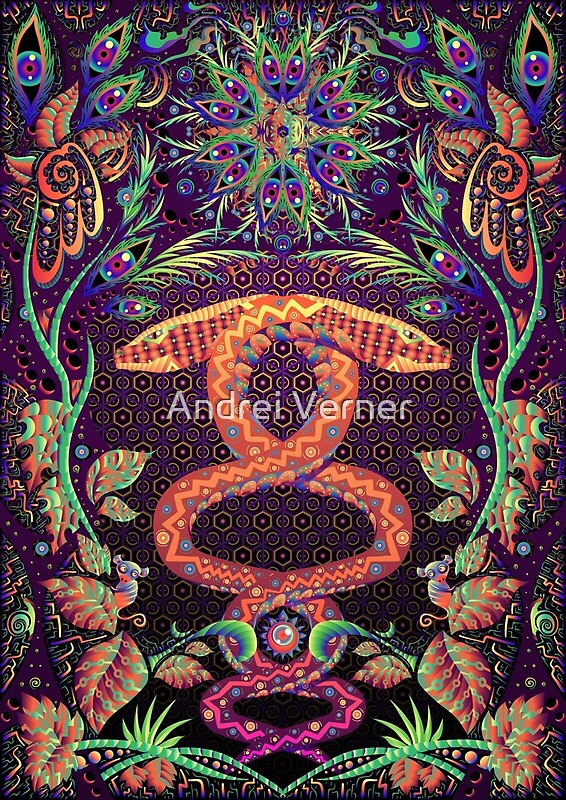 "Psychedelic Ayahuasca snake spirit" by Andrei Verner | Redbubble