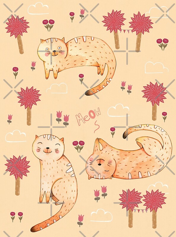 "Orange Cat Pattern" by Judith Loske | Redbubble