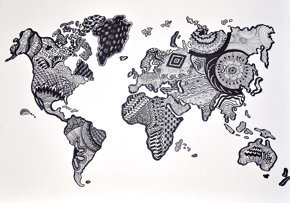 "Patterned Map ( Zentangle) " by bthistleart | Redbubble