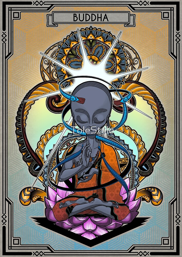 "The alien Buddha - Color version" by ToleStyle | Redbubble
