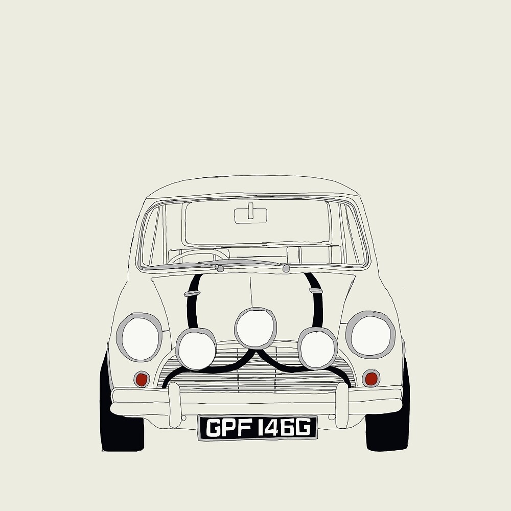 "White Original Mini Cooper - The Italian Job" by Martin Lucas | Redbubble