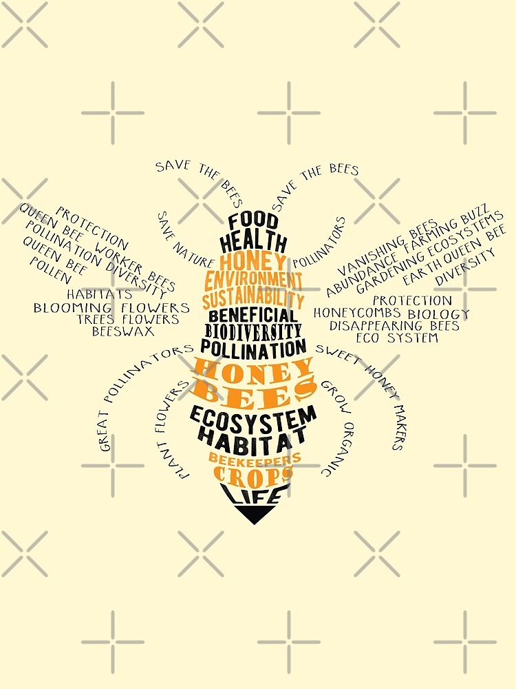 "Honey Bee - Bee Shaped Word Cloud " by jitterfly | Redbubble