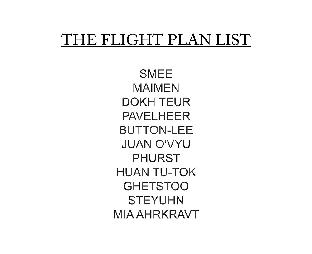 "Flight plan list Smee Maimen" by billysmarket | Redbubble
