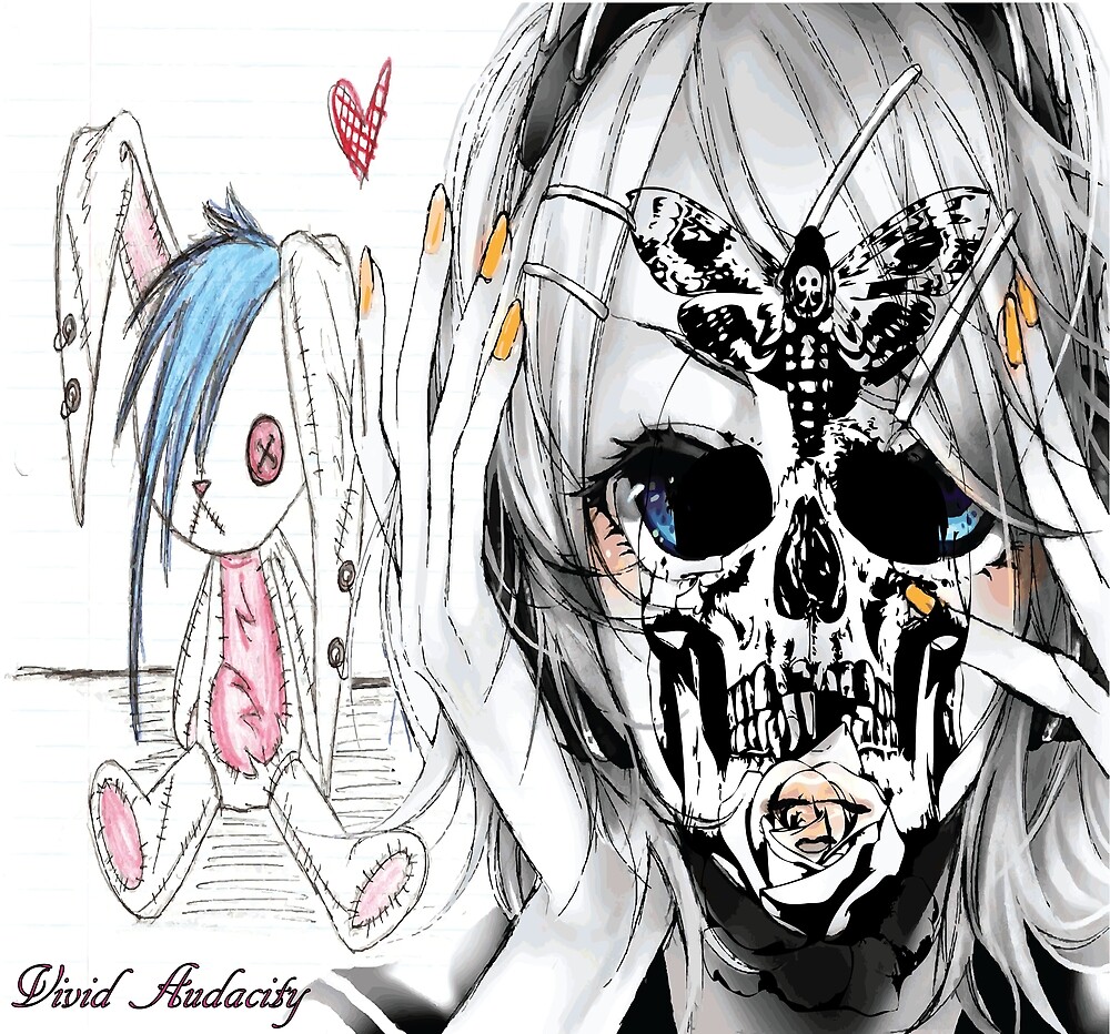 "EMO BUNNY SKULL LADY" by VividAudacity | Redbubble