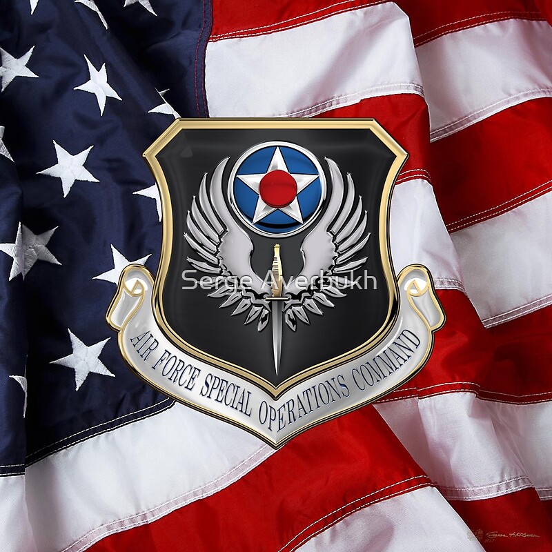 "AFSOC Shield over American Flag" by Serge Averbukh | Redbubble