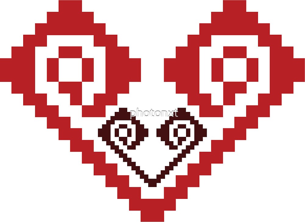 "Two hearts - Traditional Romanian folk art knitted embroidery pattern ...