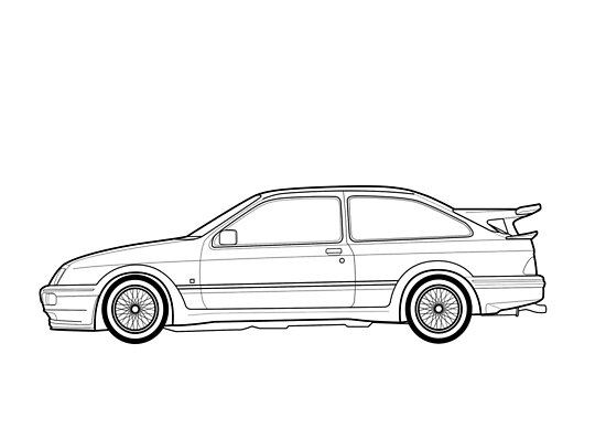"Ford Sierra RS Cosworth Outline drawing" Posters by RJWautographics ...