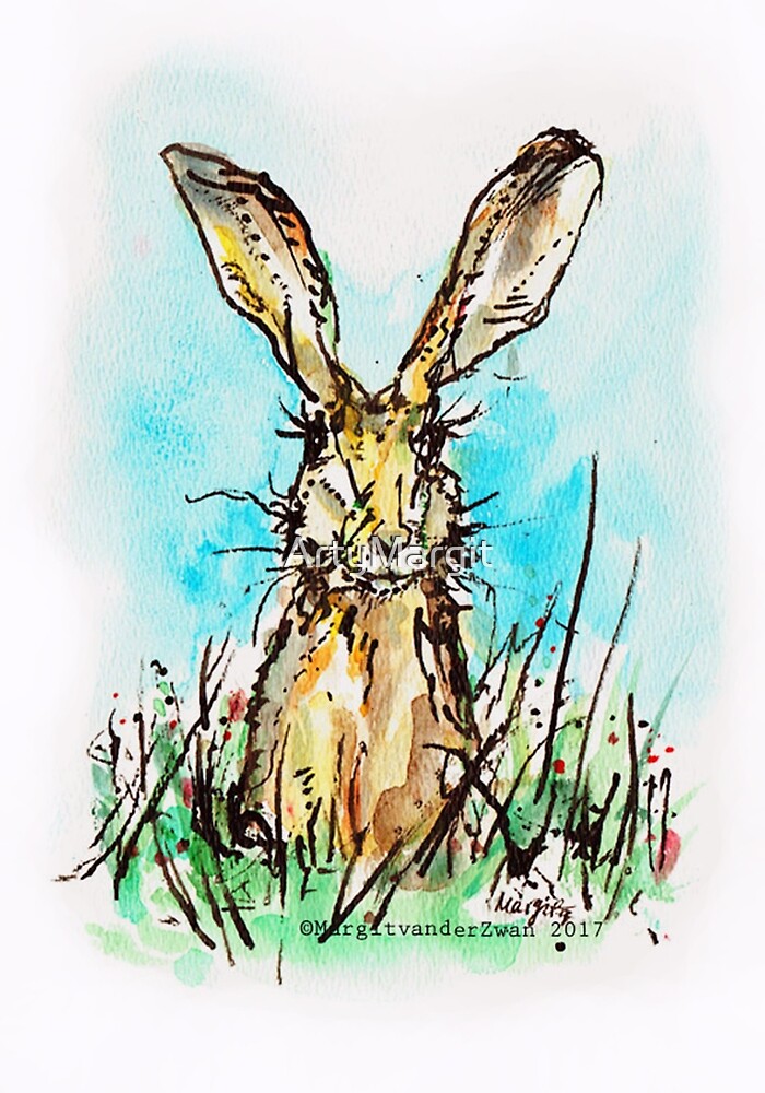 "Spring Hare / cute bunny" by ArtyMargit | Redbubble