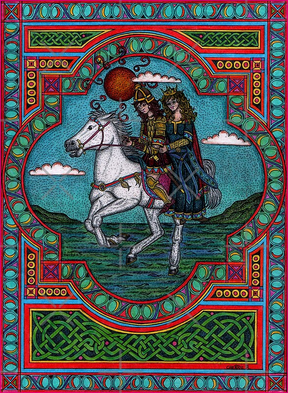"(celtic myth) Oisin and Niam of the golden hair" by CherrieB | Redbubble