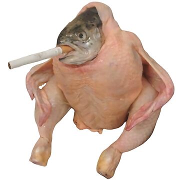 Pegatina for Sale con la obra «HD Pescado Pollo Fumar un cigarrillo ...