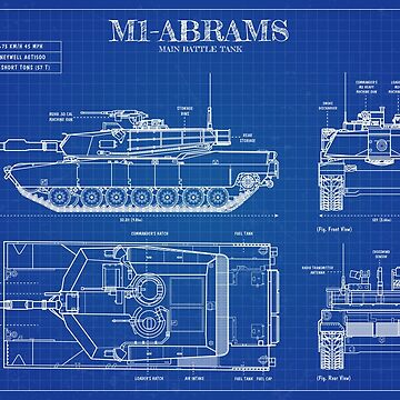 "M1 ABRAMS- Main Battle Tank (Blueprint)" Poster for Sale by BLUE ...