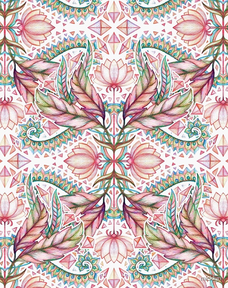 "Lily, Leaf & Triangle Pattern - multi-color version" by micklyn ...