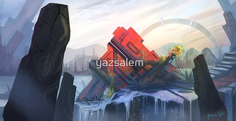 "Ancient Relic of the Blue Landscape Drawing " by yazsalem | Redbubble